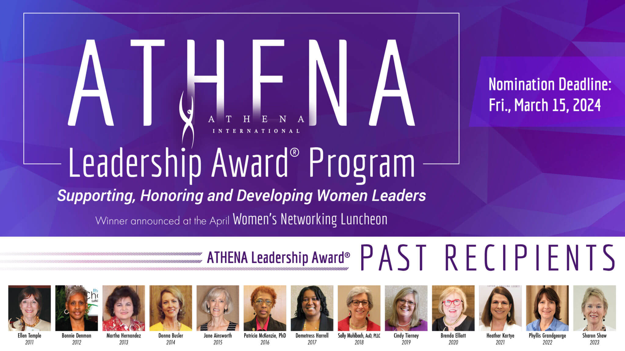 ATHENA Award Nominations Now Open for 2024 - Lufkin/Angelina County Chamber of Commerce
