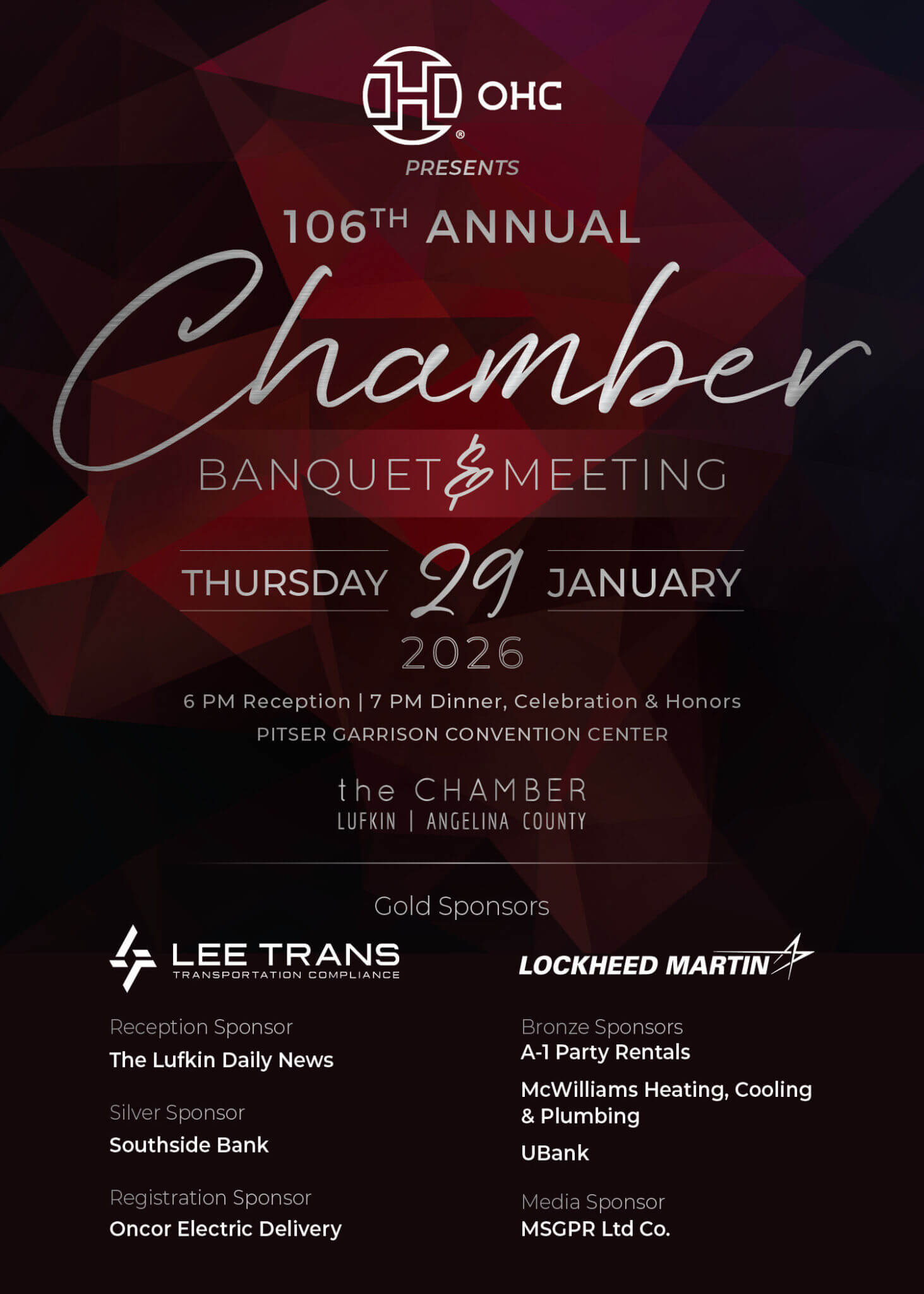 Chamber Announces 106th Annual Chamber Banquet and Meeting - Lufkin ...